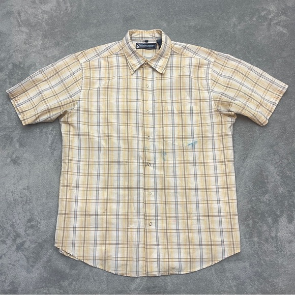 Point Zero | Shirts | Vintage 98s Point Zero Medium Plaid Yellow Surf ...